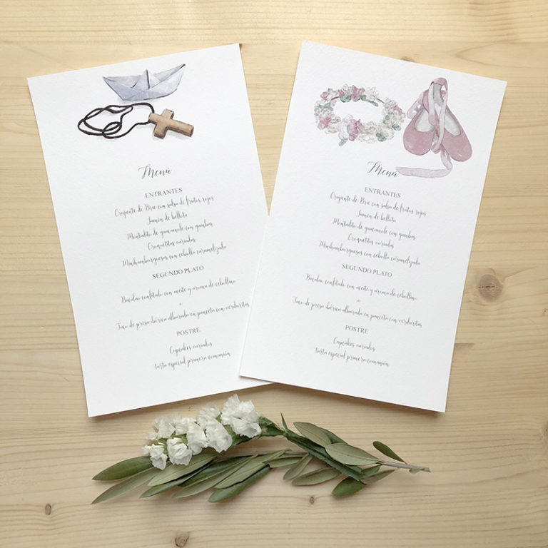 Menús primera comunión - La Tortuguita Blanca