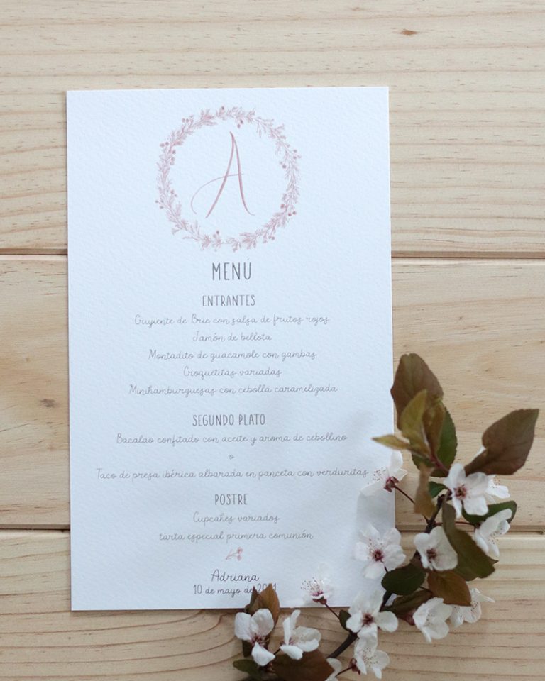 Menús primera comunión. Colección INICIAL